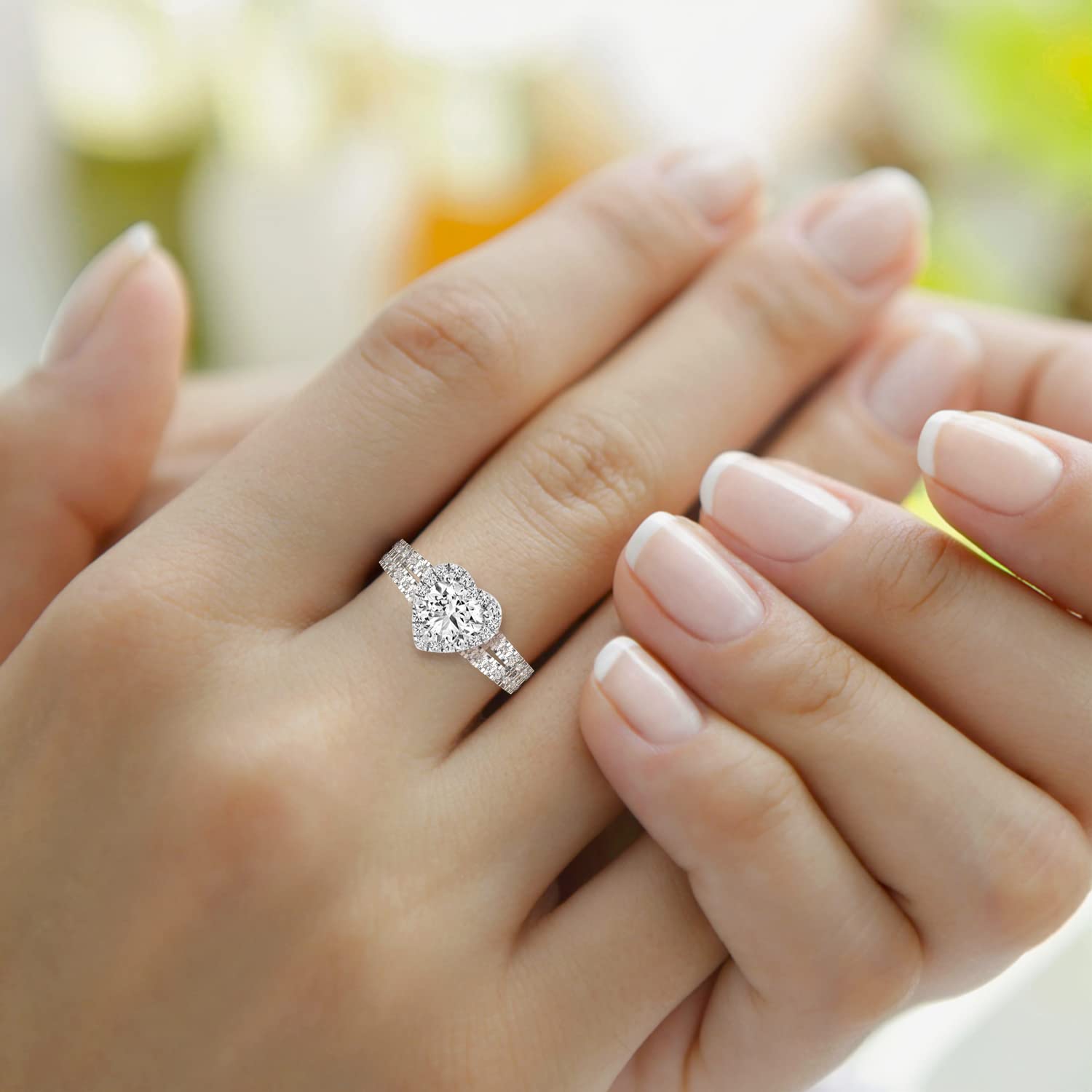 FRIENDLY DIAMONDS 2 Carat | IGI Certified Heart Shape Lab Grown Diamond Ring | 14K Or 18K in White, Yellow Or Rose Gold | Luna Split Shank Halo Diamond Ring | FG-VS1-VS2 Quality