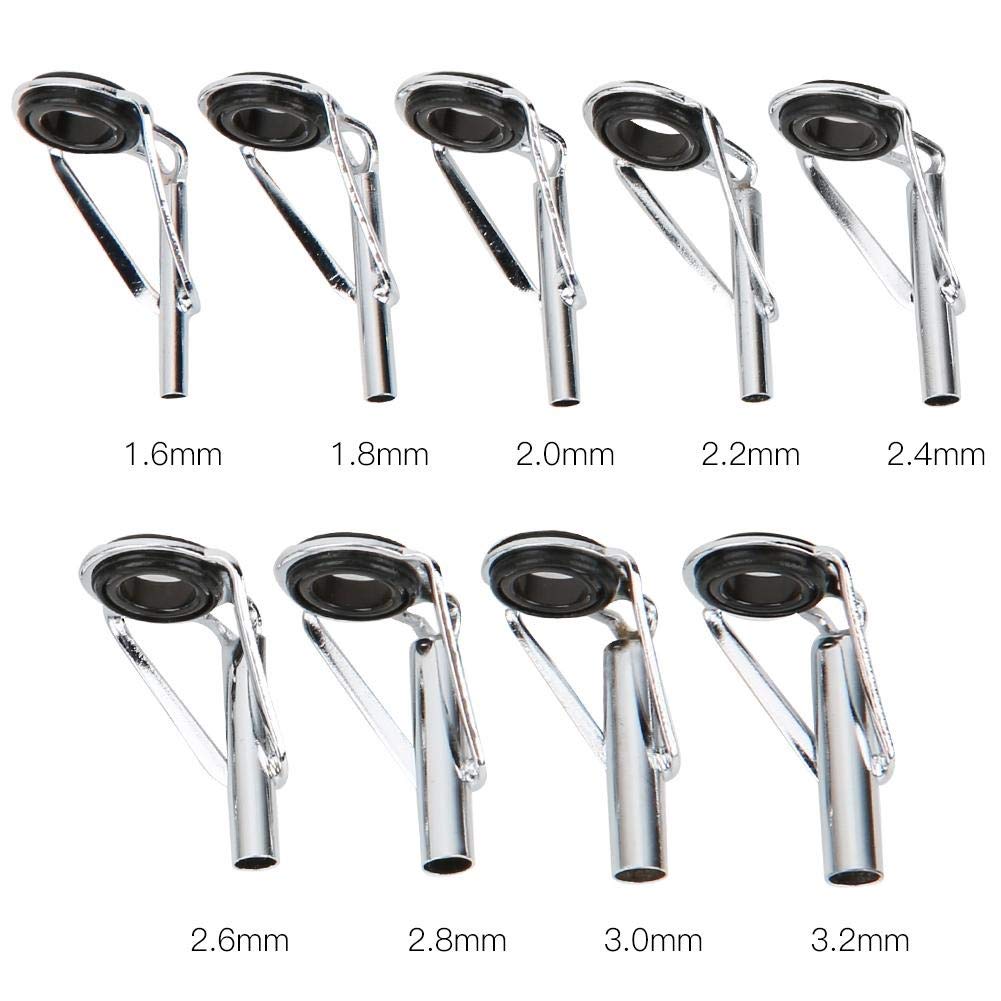 Enrilior Fishing Top Guide Sizing Gauge Fuji Rod Tips Guide Rod Guides,54 pcs Stainless Steel Tip Rings with Storage Box Fish Tackle Accessories Kit