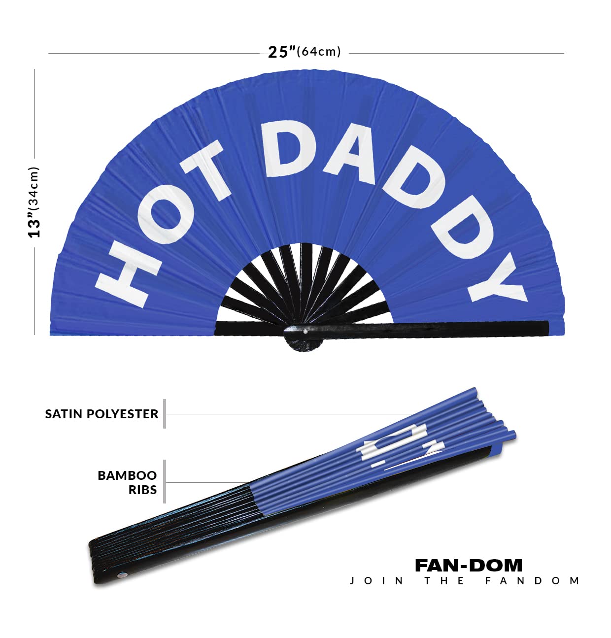 Hot Daddy hand fan foldable bamboo circuit hand fan funny gag slang words expressions statement gifts Festival accessories Rave handheld Circuit event fan Clack fans (Blue)