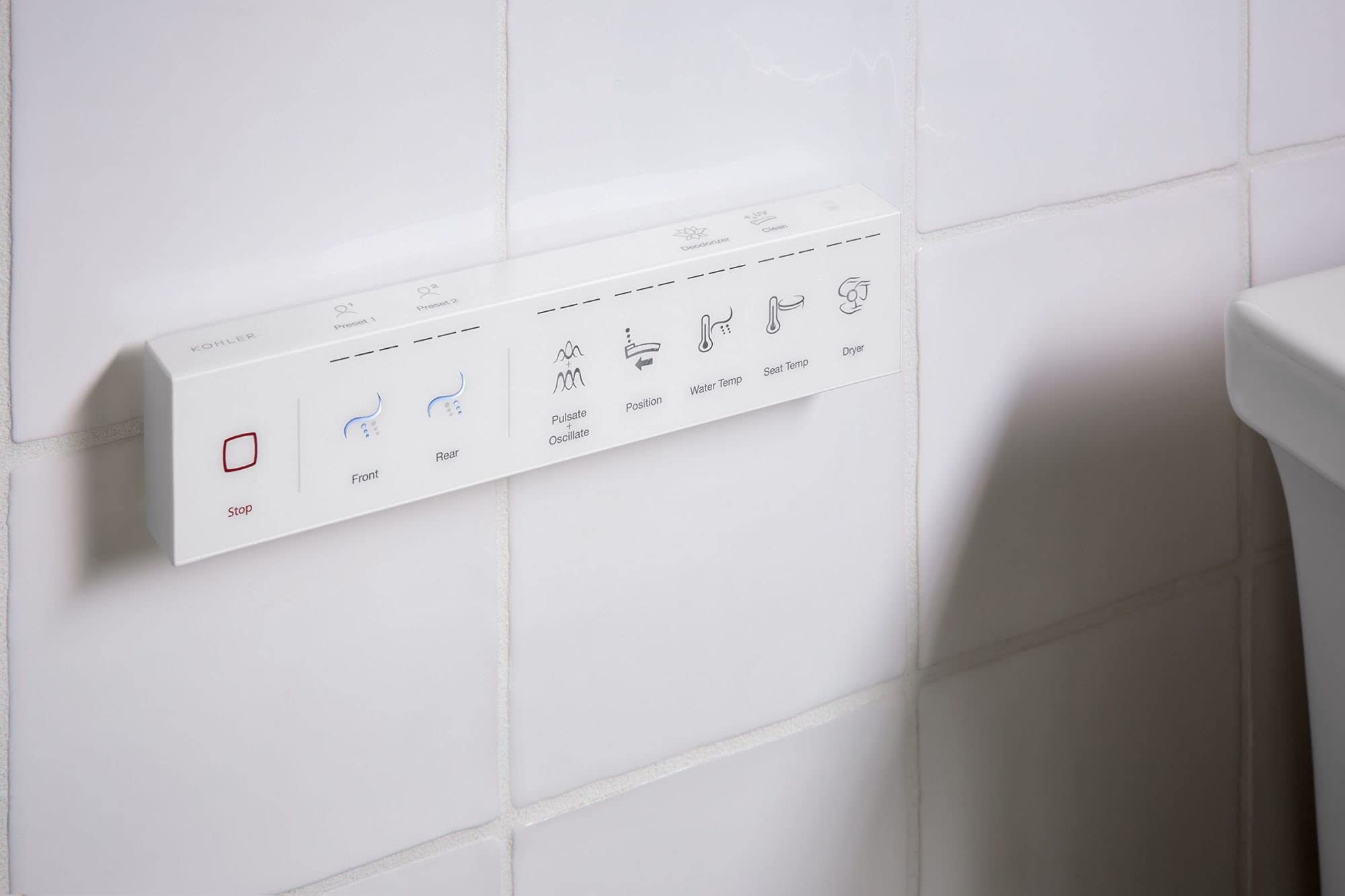 KOHLER 8298-CR-0 C3-455 Elongated Bidet Toilet Seat, Heated Bidet, Bidets for Existing Toilets with Remote Control, White