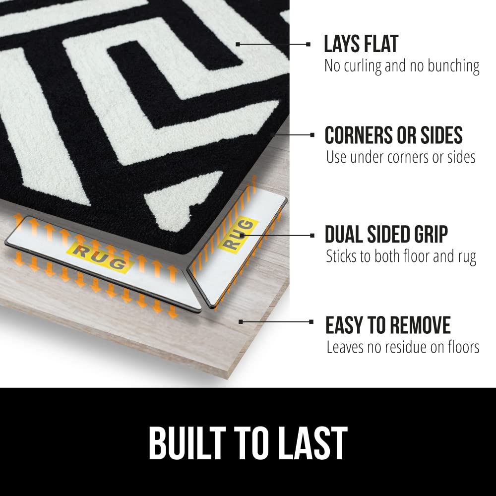 Gorilla Grip Antifatigue Mat and Rug Grippers, Rug Grippers Set of 8, No Curl Grippers or Side Bunch, Kitchen Floor Mat Size 39x20 in Black, Thick Ergonomic Standing Office Desk Mat, 2 Item Bundle
