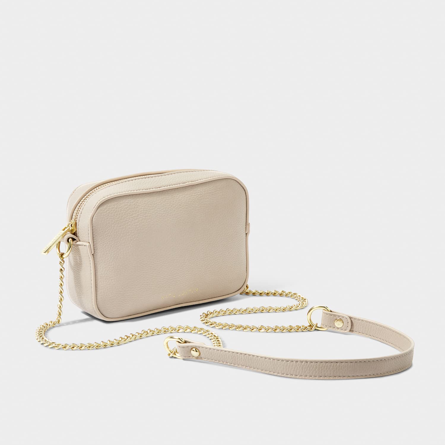 KATIE LOXTON Millie Small Womens Vegan Leather Chain Strap Mini Crossbody Clutch Handbag Purse Taupe