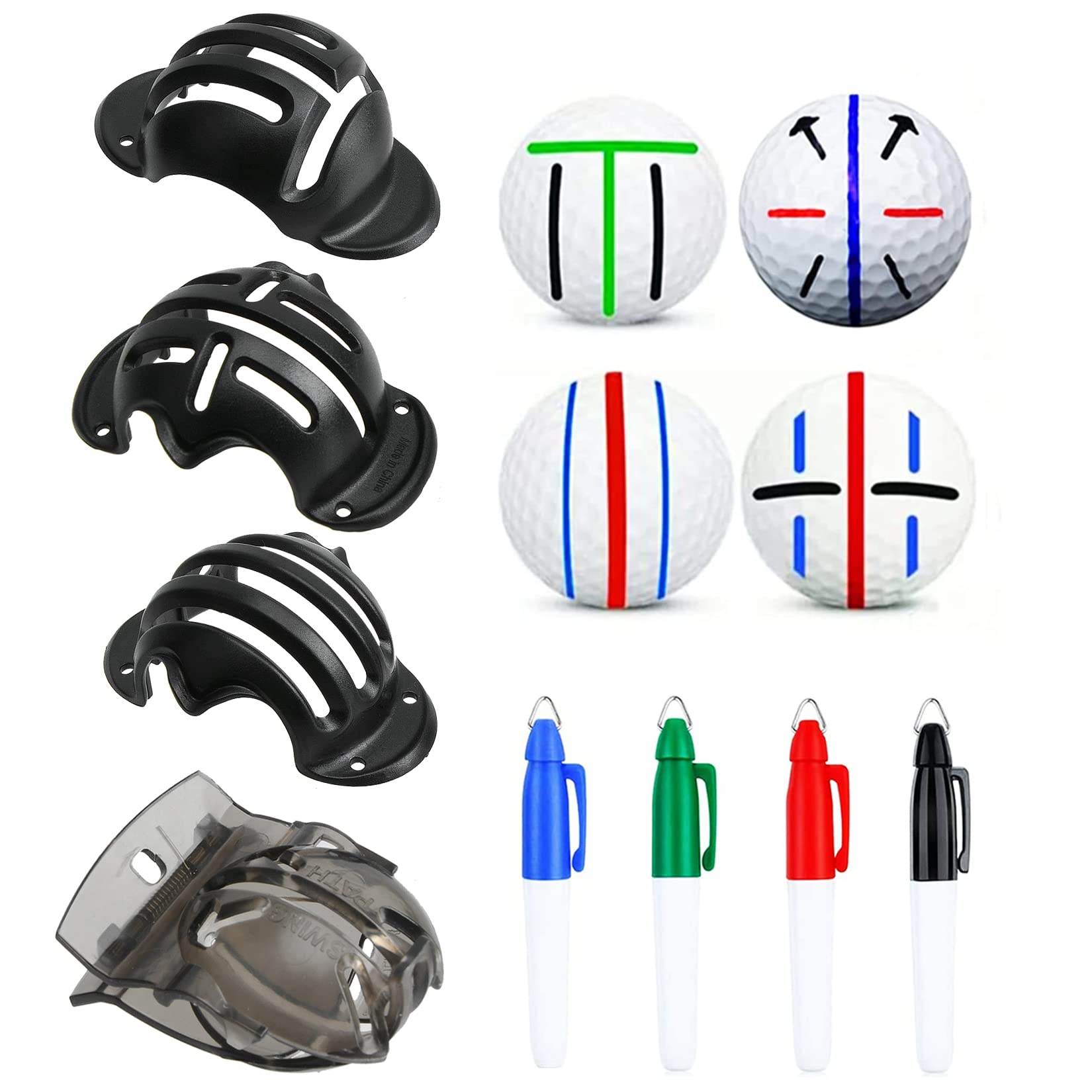 Golf Ball Marker, 4 Golf Ball Marking Stencils, Golf Ball Line Marker Tool, Golf Ball Alignment and Identification Tool, for The Golfer