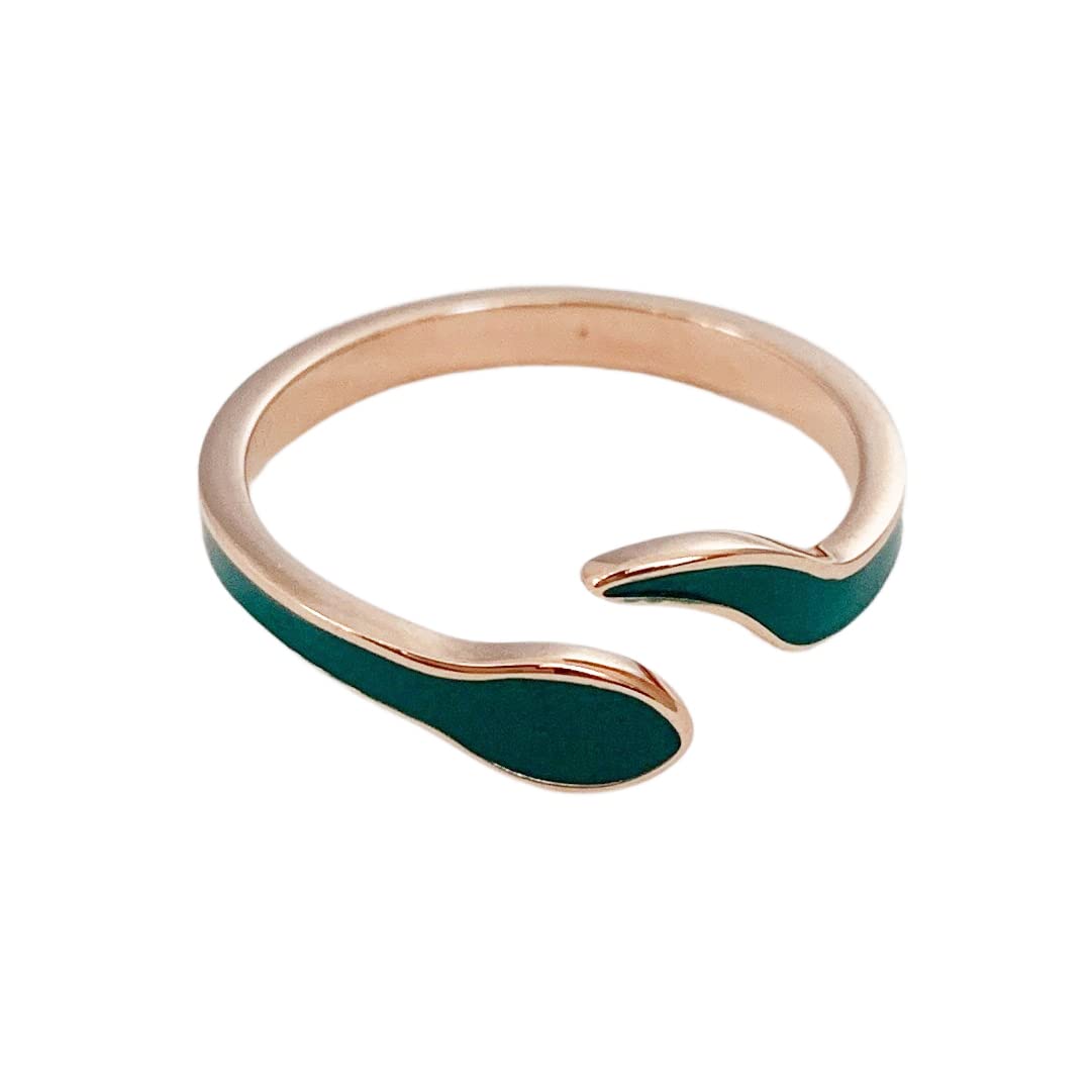 Honeycat Adjustable Snake Ring in Green Enamel, Gold, Rose Gold, or Silver | Minimalist, Delicate Jewelry (Enamel G, SM)