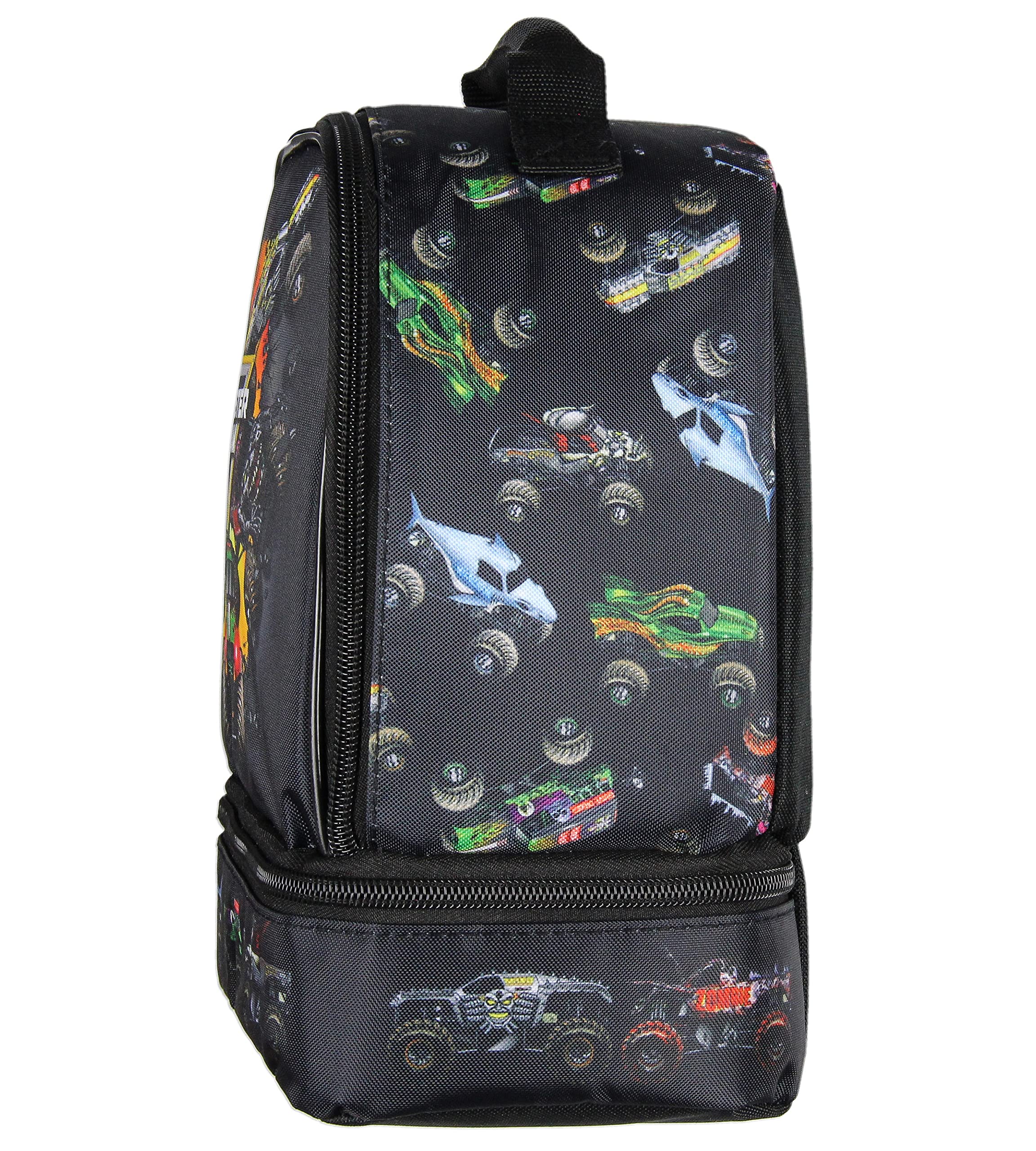 INTIMO Monster Jam Grave Digger Megalodon Pirate's Curse Dual Compartment Lunch Box Bag