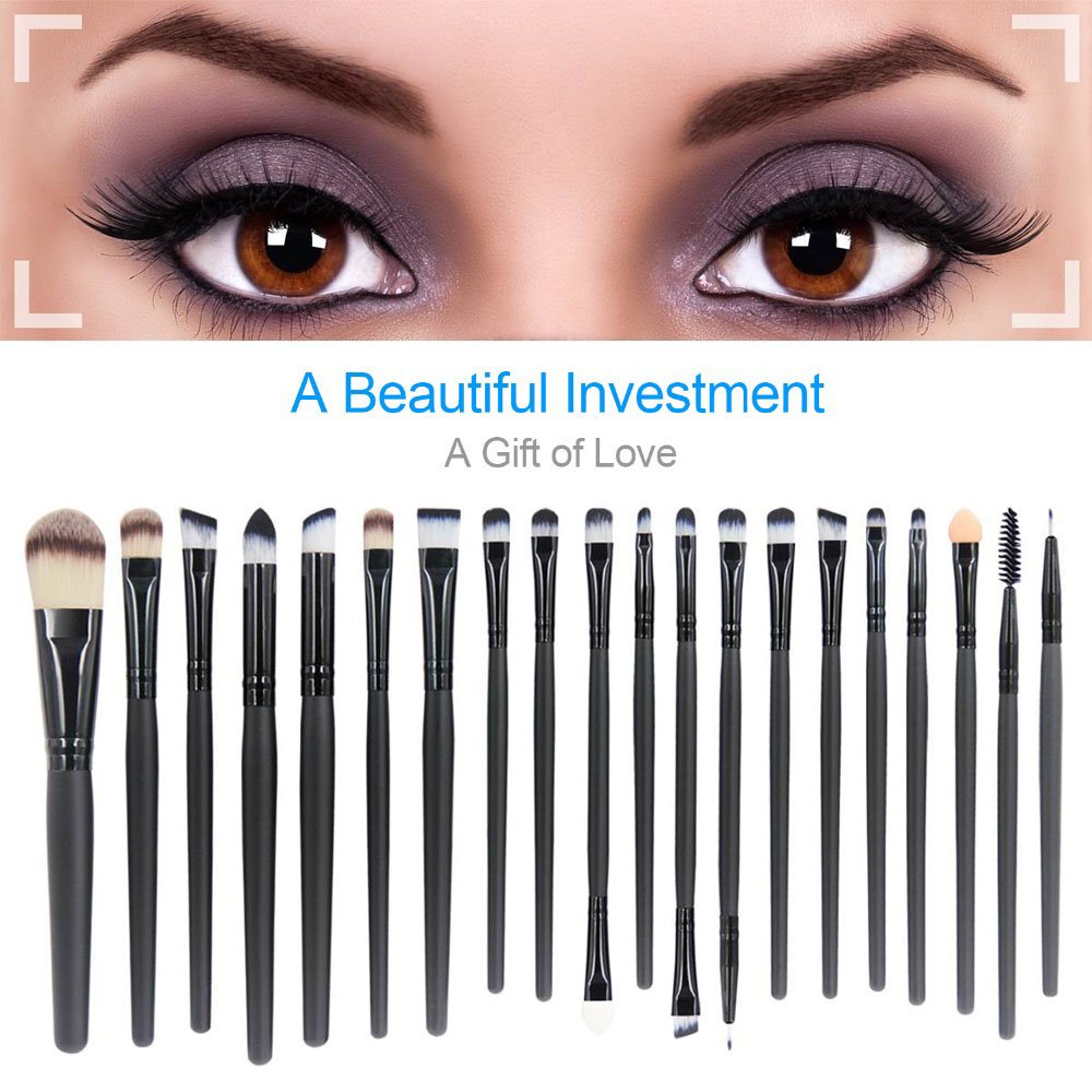 Eyeshadow Brush Set - 20pcs Eyeshadow Brushes Set Eye Shadow Brush with Foundation Nose Shadow Lip Concealer Eyeshadow Eyeliner & Mascara