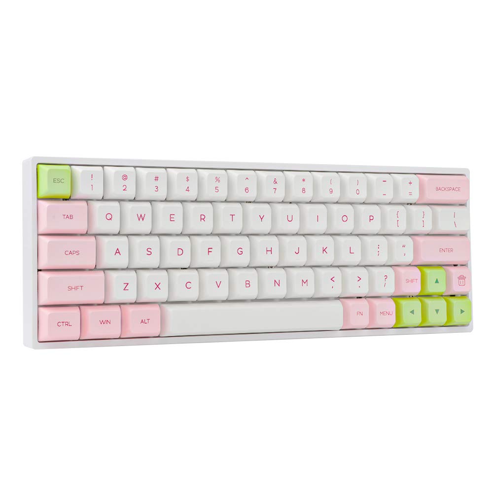 EPOMAKER SKYLOONG SK64 64 Keys Hot Swappable Mechanical Keyboard with RGB Backlit, PBT Keycaps, Arrow Keys for Win/Mac/Gaming (Gateron Optical Black, Pink White)