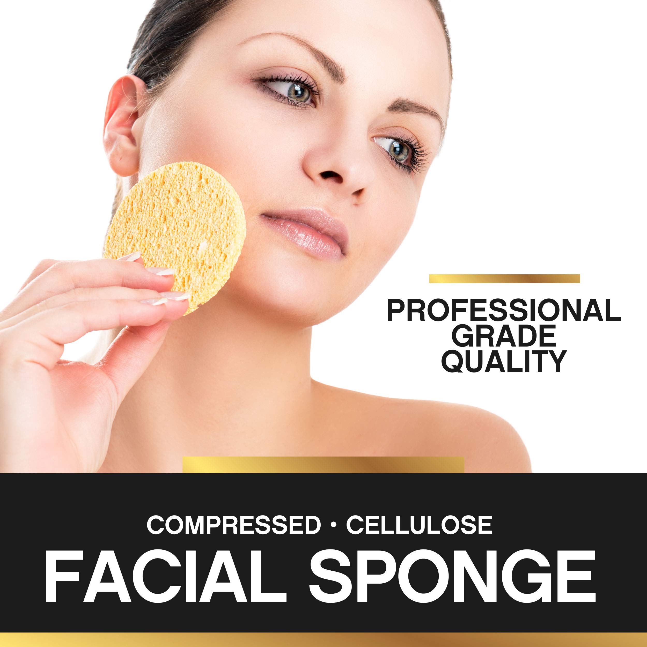 Facial Sponges 100% Natural Compressed Cellulose (50 Count Pack) | Eco-Friendly & Reusable | Makeup Remover Pads/Sponge | Exfoliating Facial Wash/Scrub & Skin Cleanser