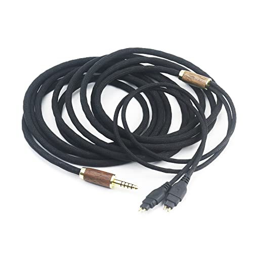 NewFantasia 4.4mm Balanced Cable 6N OCC Copper Silver Plated Cord Compatible with Sennheiser HD650, HD600, HD580, HD660S, HD58X, Massdrop HD6XX Headphone Walnut Wood Shell 3meters/10ft