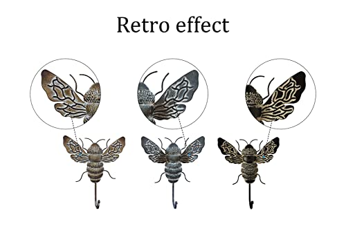 Set of 3 bee Metal Hooks! This Hook can be Hung at Your Entrance, Hanging Jackets, Hats, Keys, and More at Your Entrance and exit. (Retro Style)