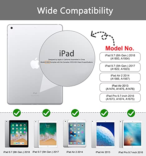 MoKo Case for iPad 9.7 2018/2017 / iPad Air 2 / iPad Air 1 / iPad Pro 9.7 2016, Lightweight Shockproof Protective Cover with Auto Sleep/Wake for iPad 6th / 5th Generation, Blue/Brown