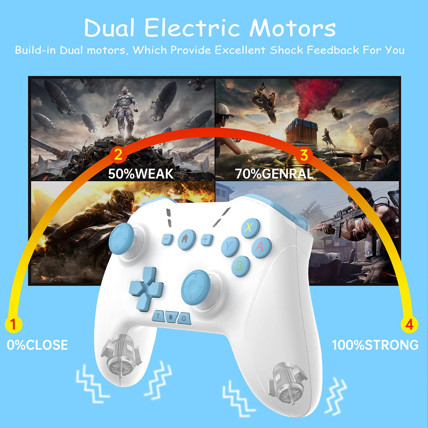 Gaming Controller For Nintendo Switch/PC/MAC/iPad/Phone/Android/TV/IOS/MFI Controller Remote Gamepad, Bluetooth Wireless Controller with Program Record, Turbo, Dual Vibration, Gyro Axis,Wake up