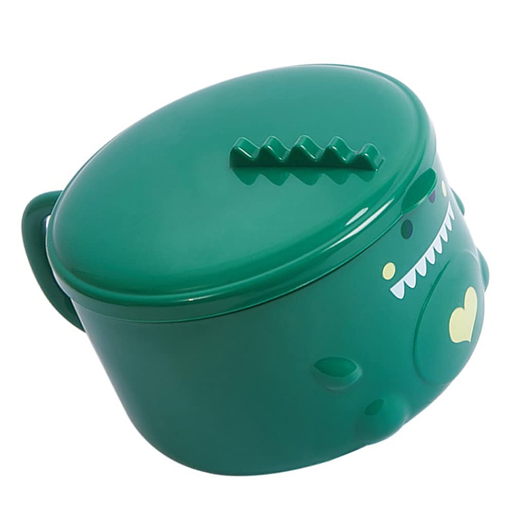 Hemoton Stainless Steel Noodle Bowl with Lid Dinosaur Pattern Soup Bowl Food Storage Container with Handle and Lid Bento Lunch Box Snack Bowl Rice Noodles Salad Green