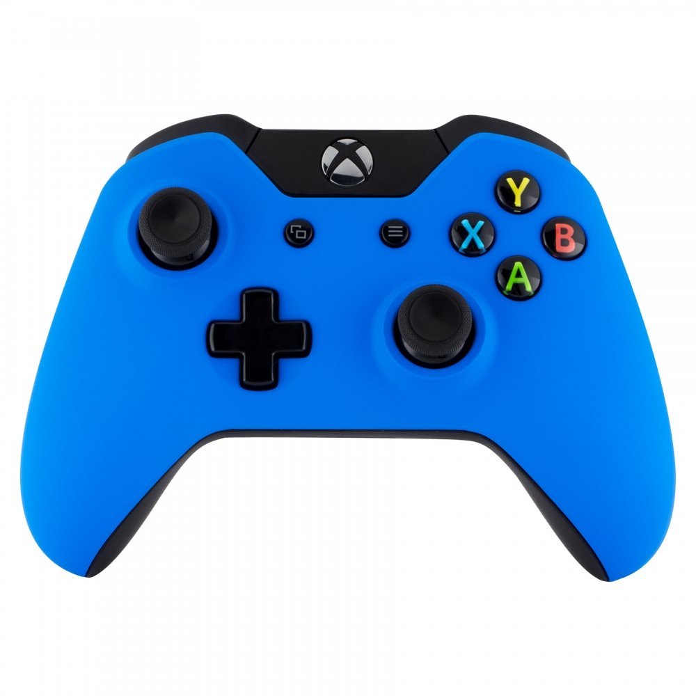 eXtremeRate Custom Design Unique Top Shell Case Front Housing Replacement Faceplate Kits for Xbox One Remote Controller Cover (Soft Touch Blue)