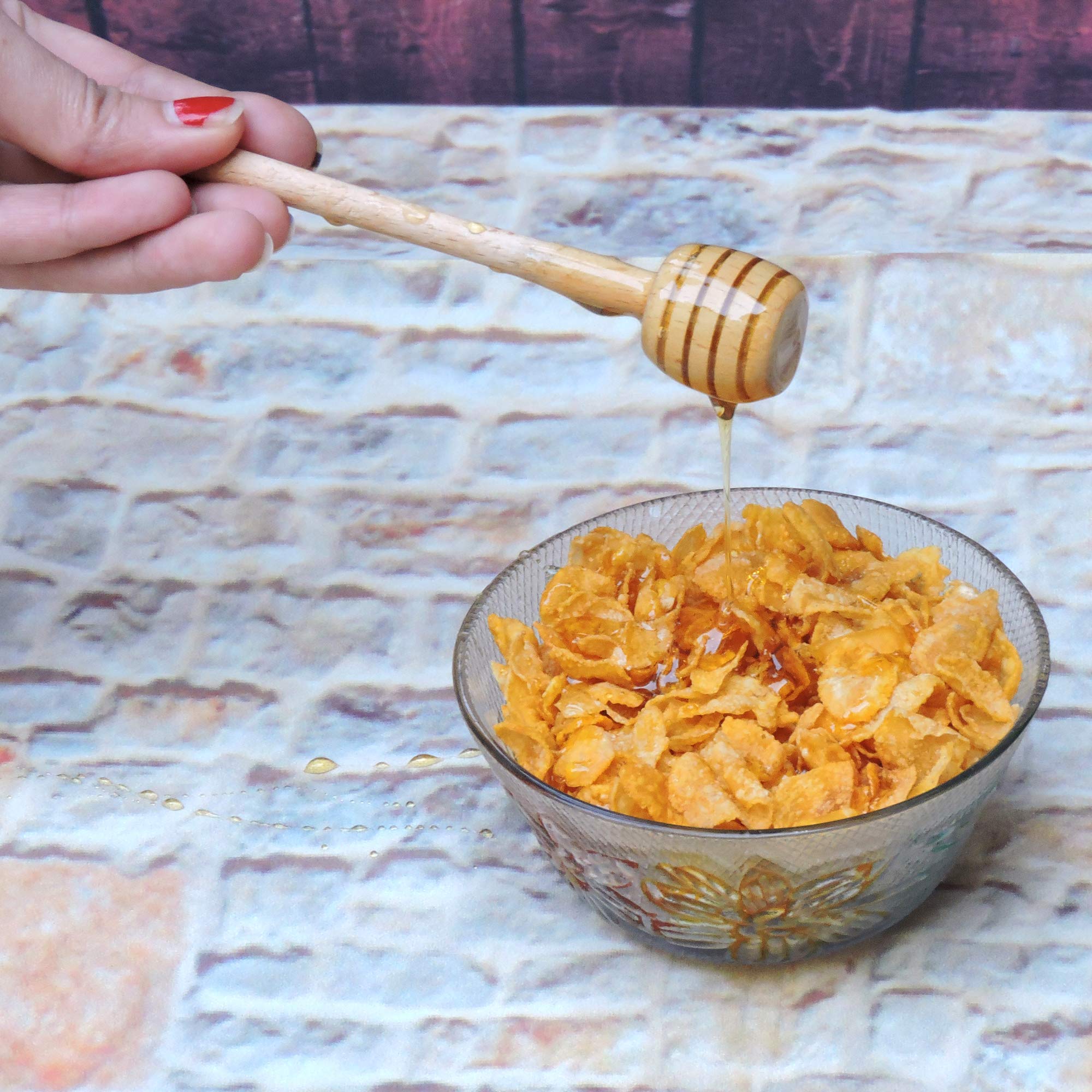 HealthGoodsIn - Set of 2 Wooden Honey Dipper for Easy Honey Dispensing