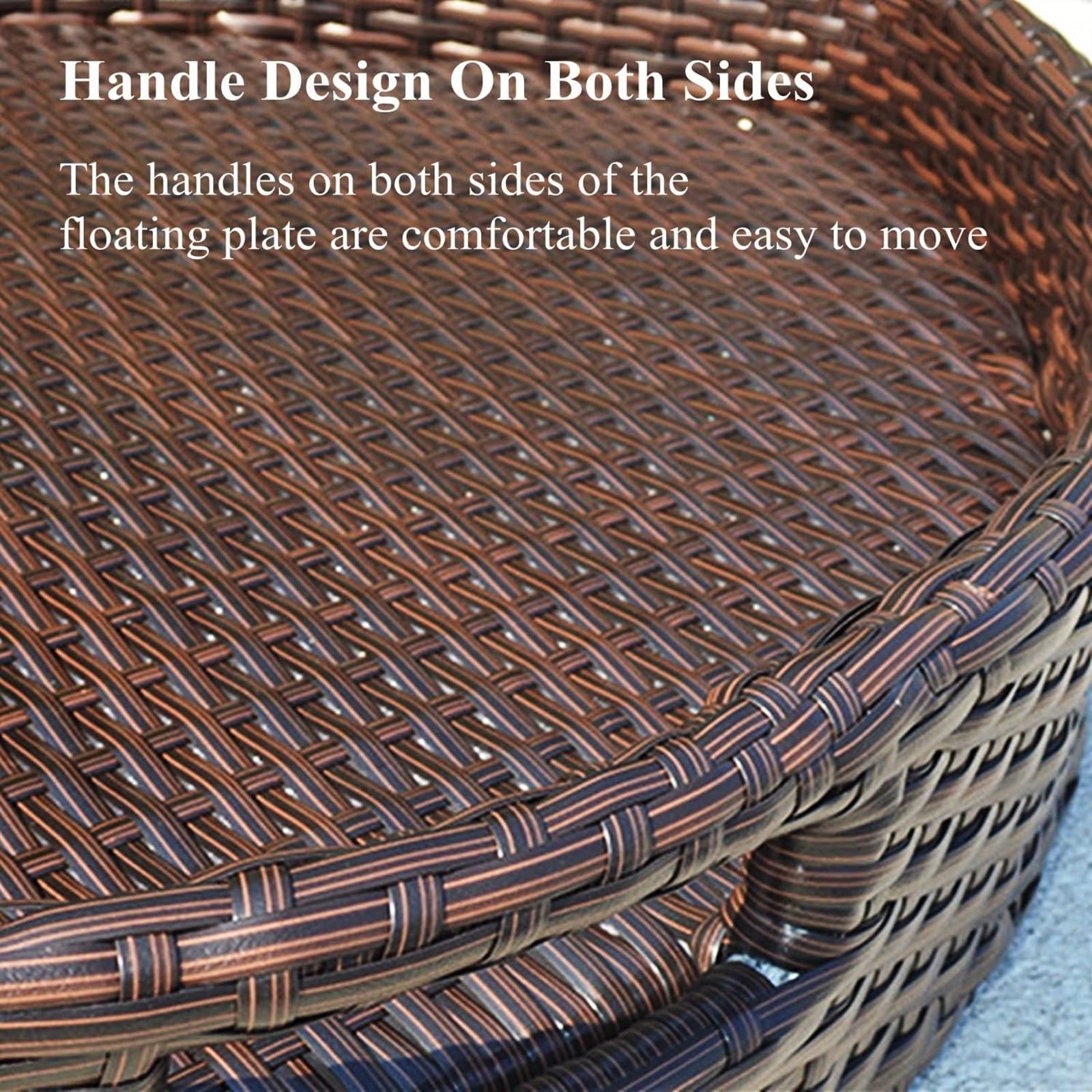 Floating Tray Floating Serving Tray Handmade Carefully Rattan Woven Serving Basket Table & Bar for Sandbars, Spas, Bath, and Parties, Serving Drinks, Brunch, Food