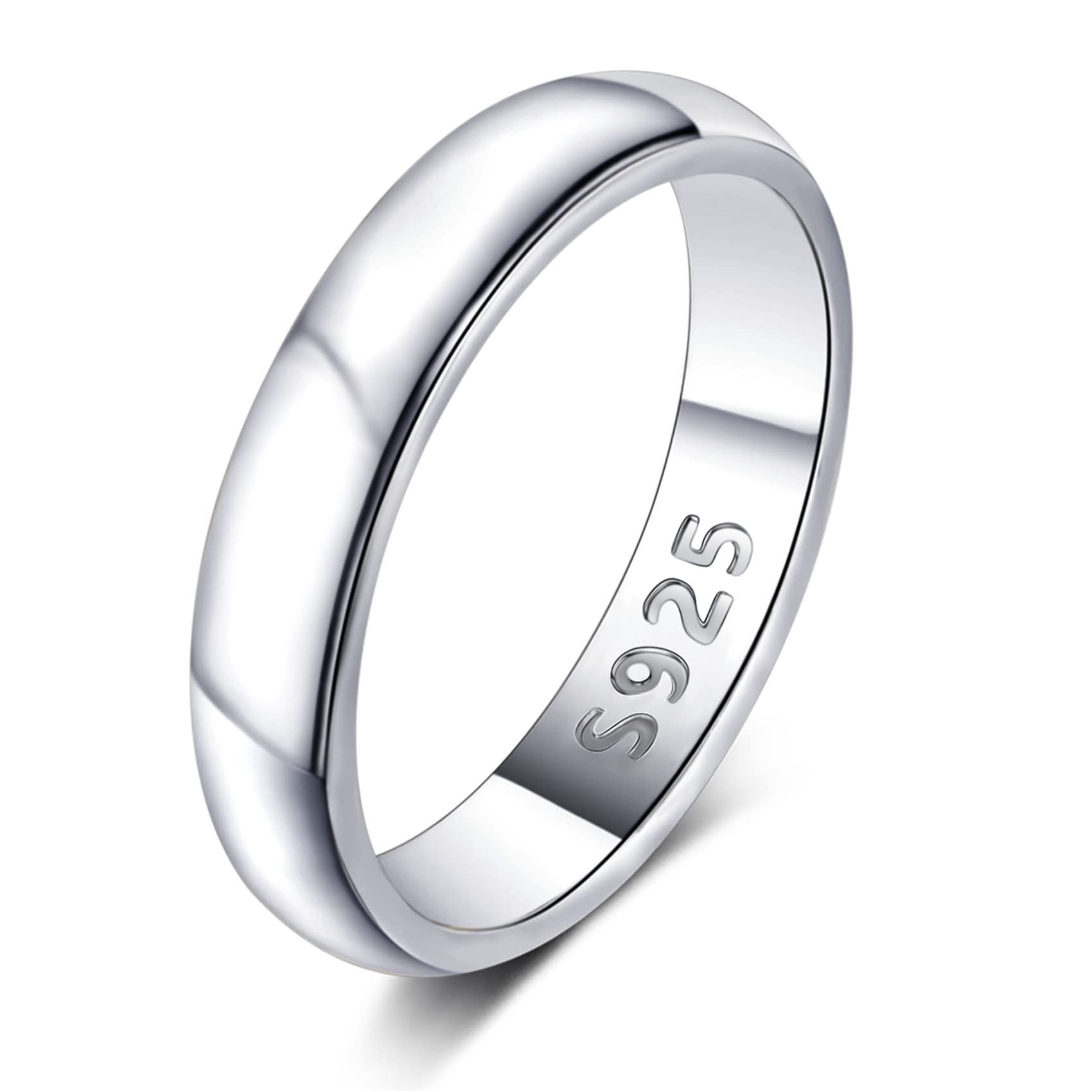 Honsny 925 Sterling Silver Rings for Women 18K White Gold Filled Plain Thumb Stackable Statement Rings High Polished Eternity Wedding Band Rings