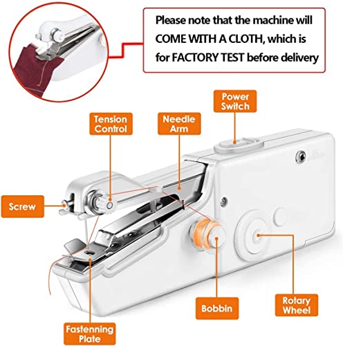 WZHHPIDN Handheld Sewing Machine,Mini Sewing Machine for Quick Stitching,Portable Sewing Machine Suitable for Home,Travel and DIY,Electric Handheld Sewing Machine for Beginners,White