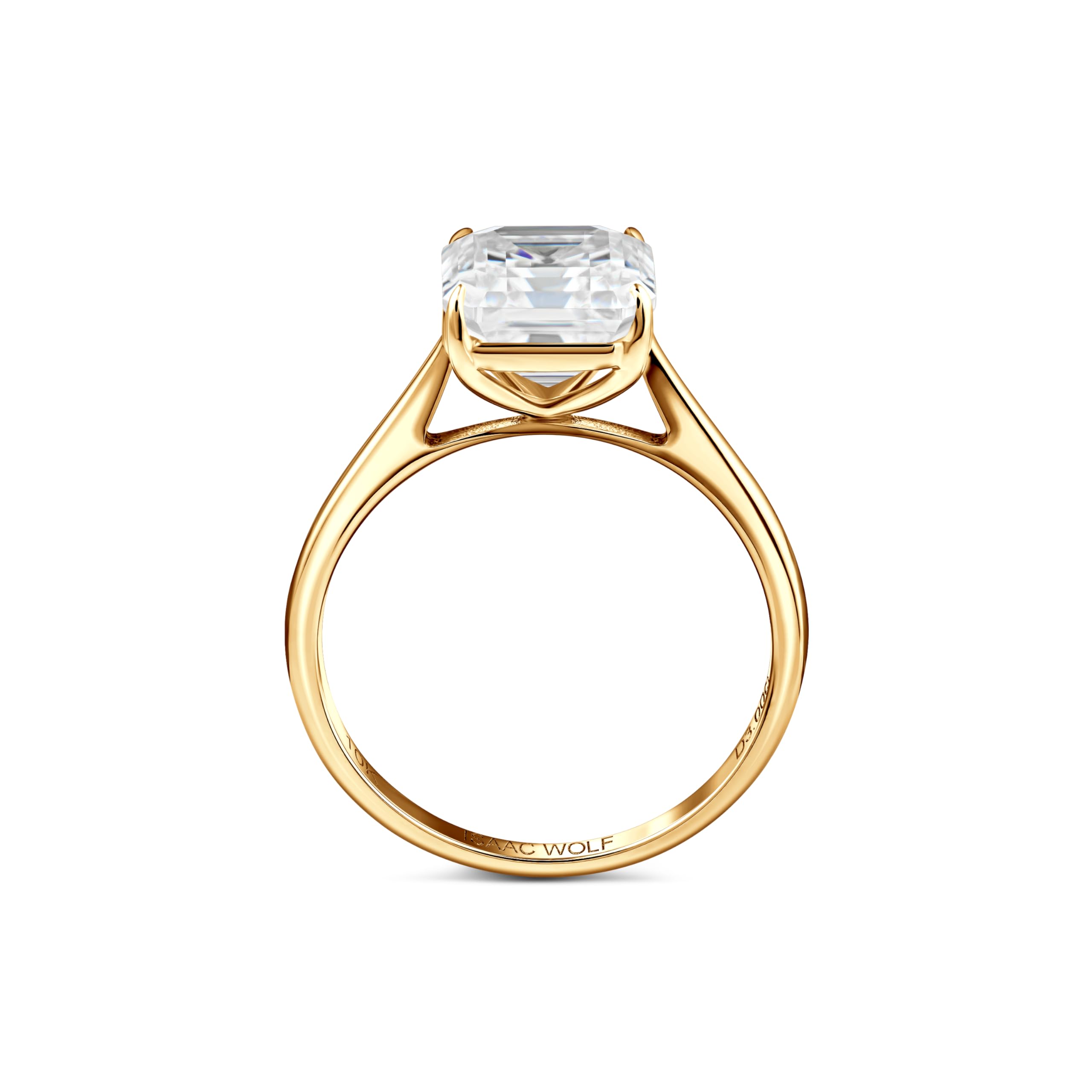 ISAAC WOLF 10k Solid Gold Asscher Cut 3 CT Moissanite Diamond Solitaire Bridal Ring in Yellow, White OR Rose GOLD (Rose Gold, 7)
