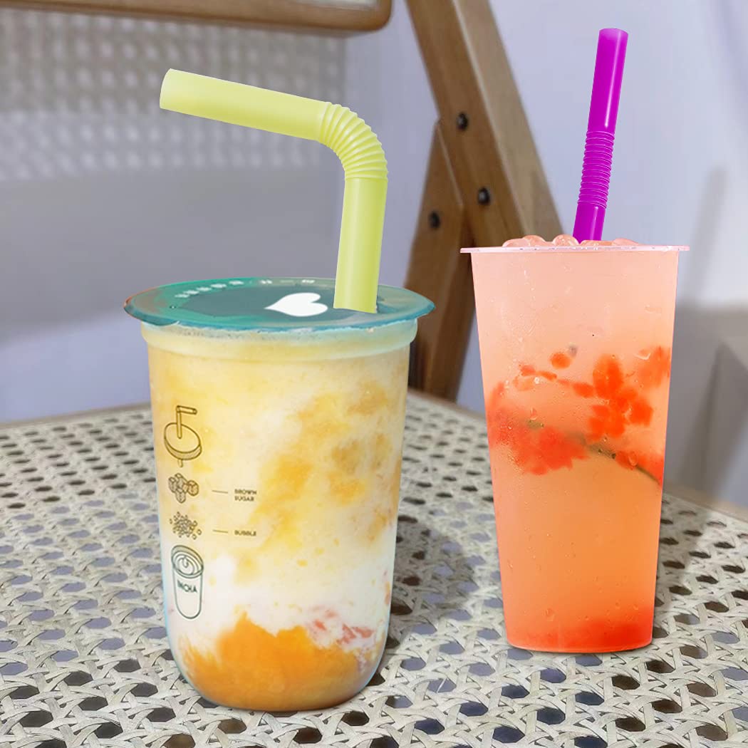 Honest ECO 100 pcs Flexible Drinking Straws Individually Wrapped,0.47inch Extra-wide Bendy Straws, Bubble Boba Milkshake Smoothie Straws