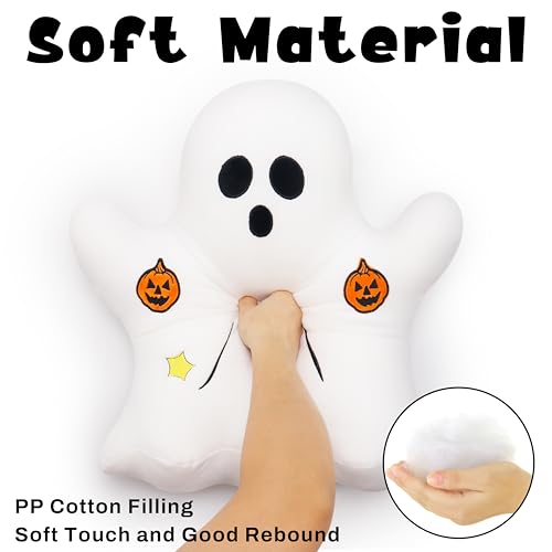 OurHonor 16.5" Ghost Pillow Halloween Throw Pillows Cute Stuffed Animals Plush, Ghosts Shaped Spooky Plushies Doll Toy Decorative for Home Party Decor (Pumpkin)