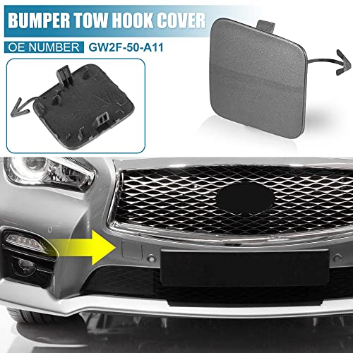 X AUTOHAUX Car Front Bumper Tow Hook Cover 622A14GA0A for Infiniti Q50 2014-2017 Tow Hook Eye Lid Cover Trailer Cap Gray