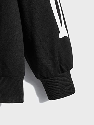 SheIn Men's Graphic Long Sleeve Hoodies Zip Up Drawstring Hooded Sweatshirt Jacket Black S