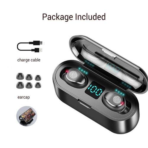 F9 TWS Wireless Earbud Bluetooth Headset with Portable Charger, Bluetooth Buds for Andriod and iPhone with Active Noise Cancelling LED Digital Display