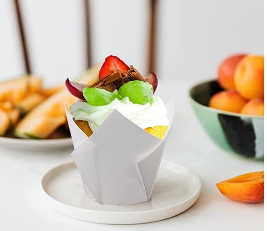 Leqi Baking Cups 100 Count Natural Cupcake Muffin Paper Liners Grease-Proof Wrappers for Wedding Birthday Christmas Party Baby Shower Anniversaries All Festivals (White)