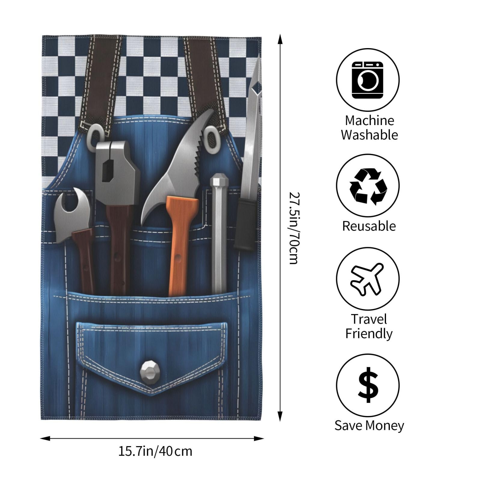 Heantstoy Happy Father's Day Tools Hand Towel Soft Bath Towel Kitchen Tea Dish Towels Bathroom Decorations Housewarming Gifts 27.5in X 15.7in
