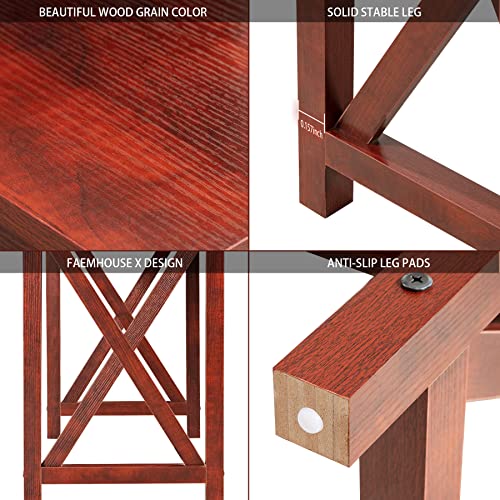 MINOSYS Writing Desk – 43.3” Computer Desk for Home Office, Sturdy Wooden Grain Work Desk with X Frame, Console Table for Living Room, Entryway, Study Room, Sofa, Cherry Color Farmhouse Desk.