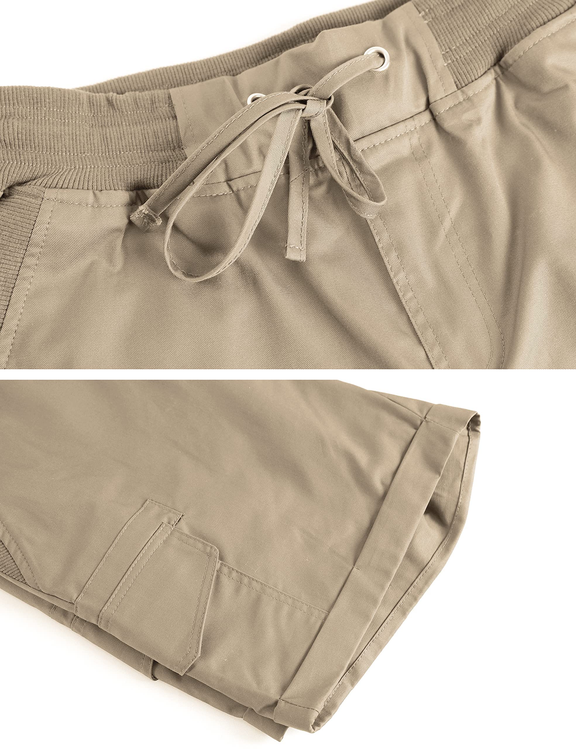 Hooever Women's Hiking Cargo Shorts with 6 Pockets Outdoor Summer High Waist Bermuda Shorts (Khaki-M)