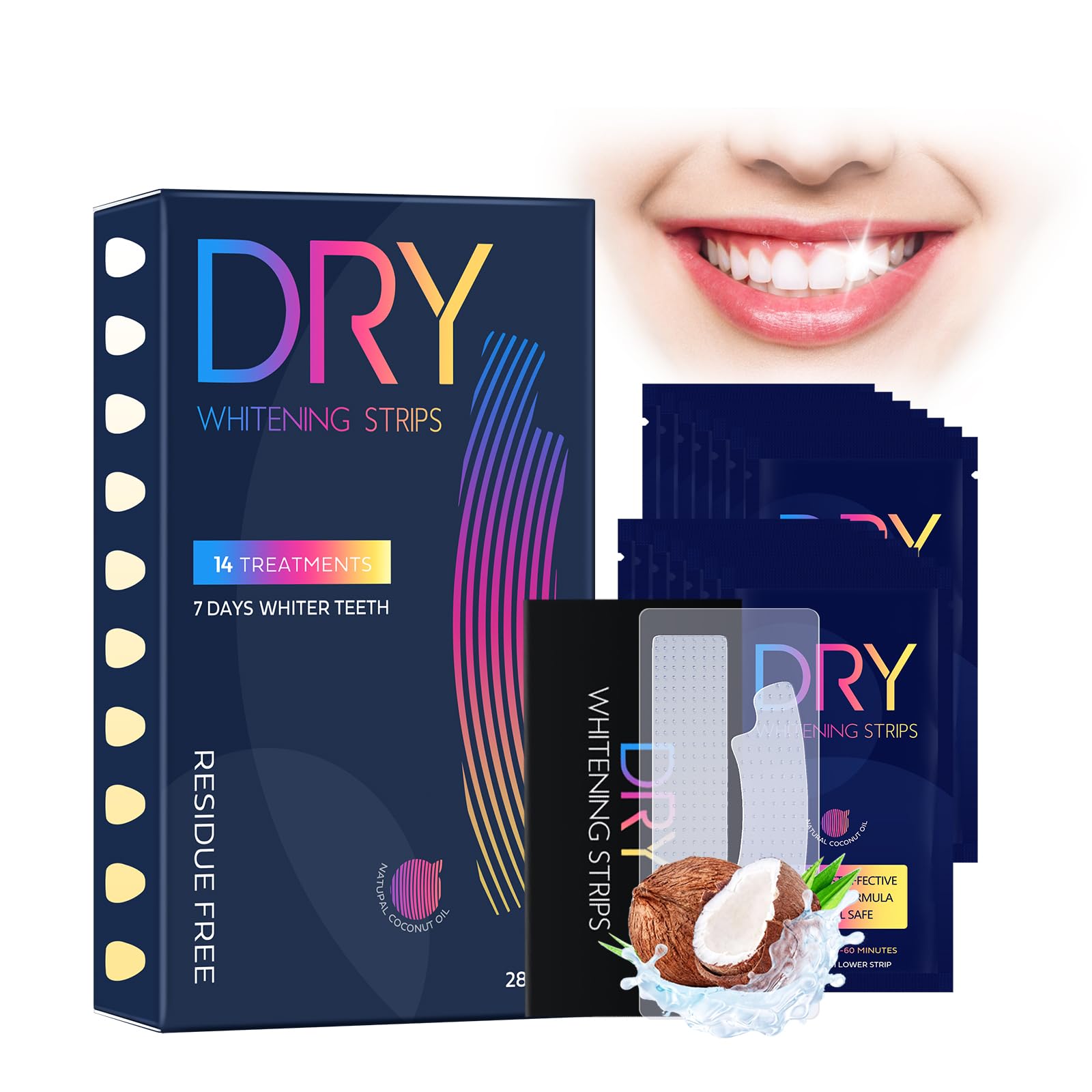 Natural Teeth Whitening Strips for Teeth Sensitive, Fast Remove Smoking, Coffee, Wine Stains, Dental Care Whitening Strips Kit, 28 Pcs Whitener Strips Mint Flavor