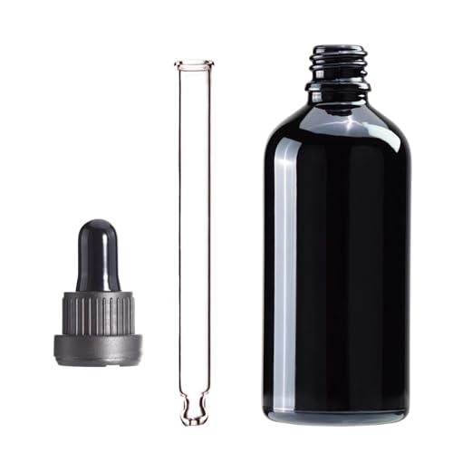 YIZHAO Black Glass Dropper Bottle 4oz, Tincture Bottles with Glass Dropper, for Essential Oils, Aromatherapy, Cosmetic, Laboratory, Pharmacy, Liquids, Travel β4 Pcs