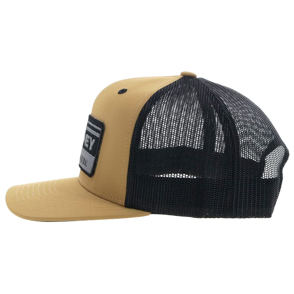 HOOEY Men's Horizon Adjustable Snapback Mesh Trucker Back Hat (Tan/Black)