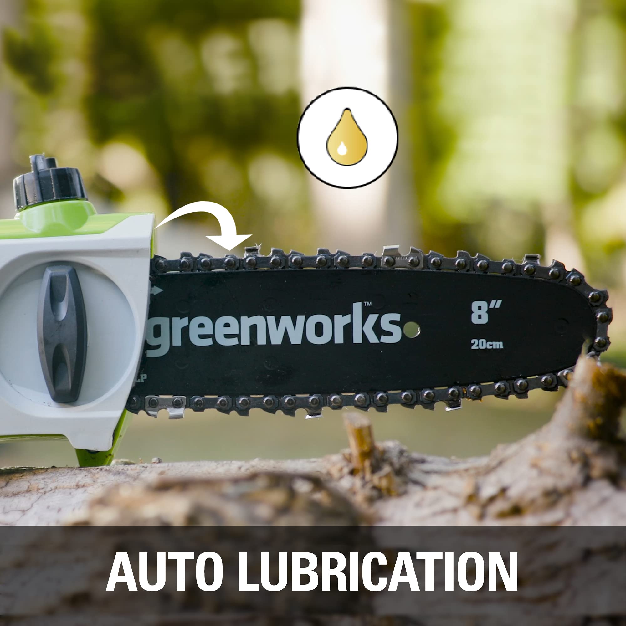 Greenworks 20192 8.5-Inch 6.5 Amp Electric Corded pole saw, Green