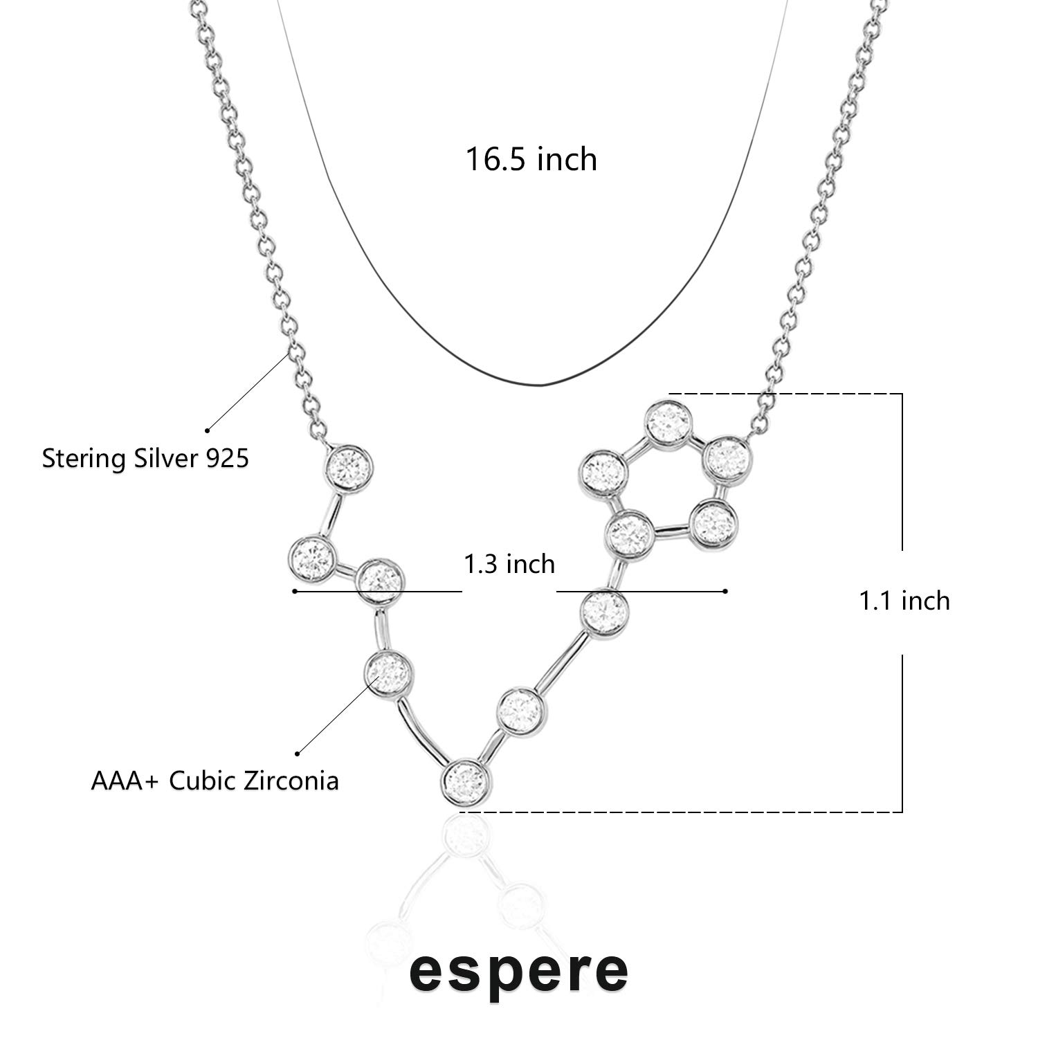 espere Sterling Silver Zodiac Necklace Constellation Jewelry Birthday Gift Sorority Sister Gift [Pisces - Feb 19 - Mar 20]