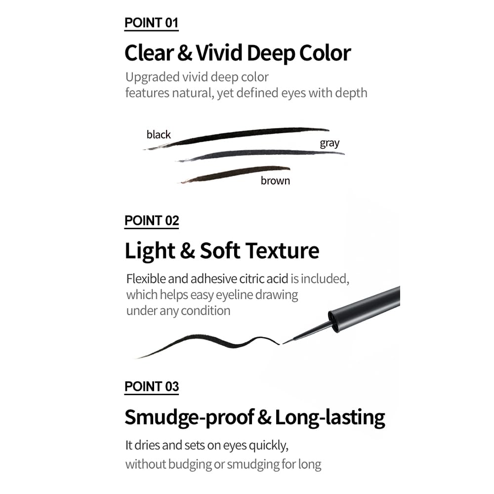ETUDE OH M'EYE LINE NEW 5ml, Intense Precision Liquid Eyeliner, Vivid, Deep Color, Smudge Proof, Long Lasting, Korean Makeup, Kbeauty, 1 Piece