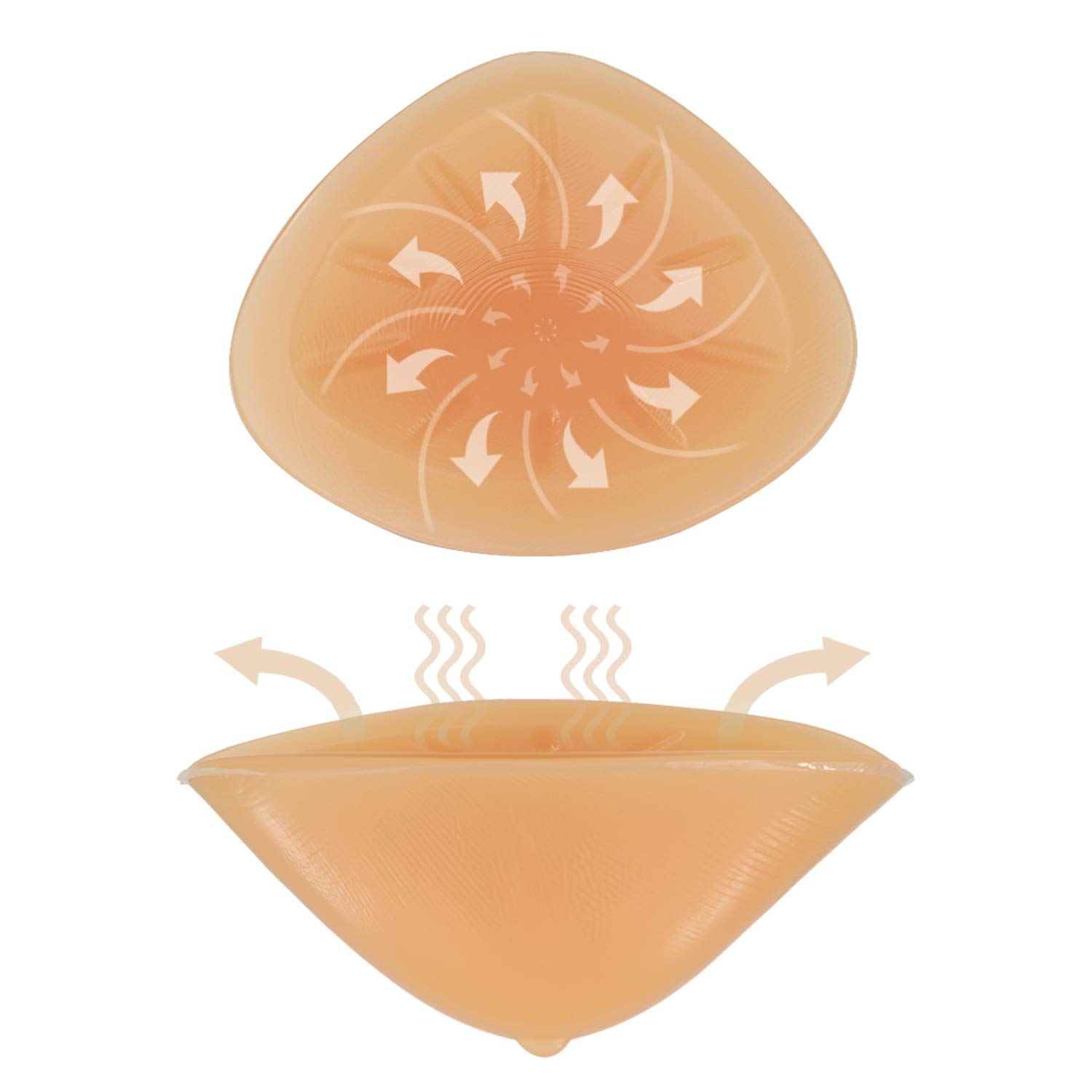Ecoup A-DD Cup Triangle Silicone Breast Forms Concave Bra Enhancer Inserts Mastectomy Prosthesis 1 Piece (Nude, XXS - 150g(0.33 lb/Piece) - Cup 32B/34A