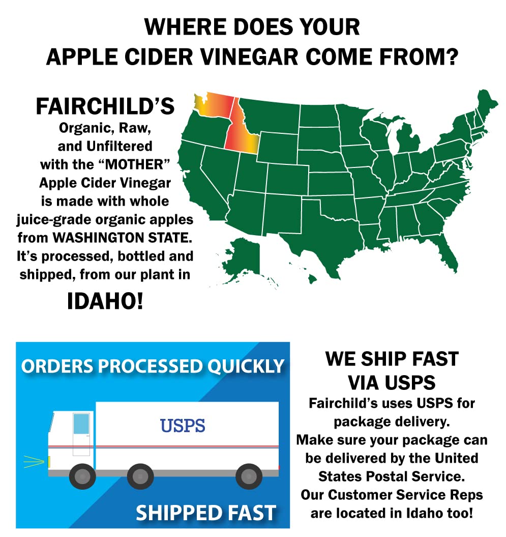 Fairchild's Organic Raw & Unfiltered Apple Cider Vinegar, 32 FZ - Two Pack