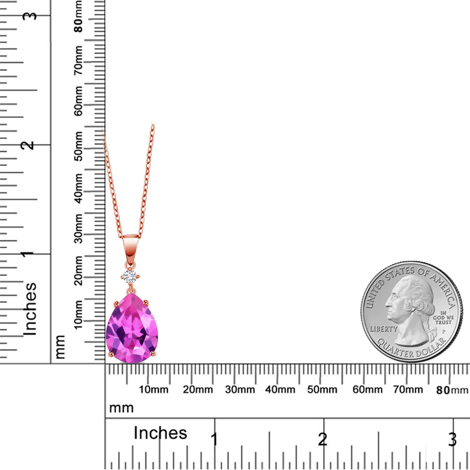 Gem Stone King 925 Sterling Silver Gemstone Birthstone and White Lab Grown Diamond Teardrop Pendant Necklace For Women | Pear Shape 16X12MM | with 18 Inch Chain