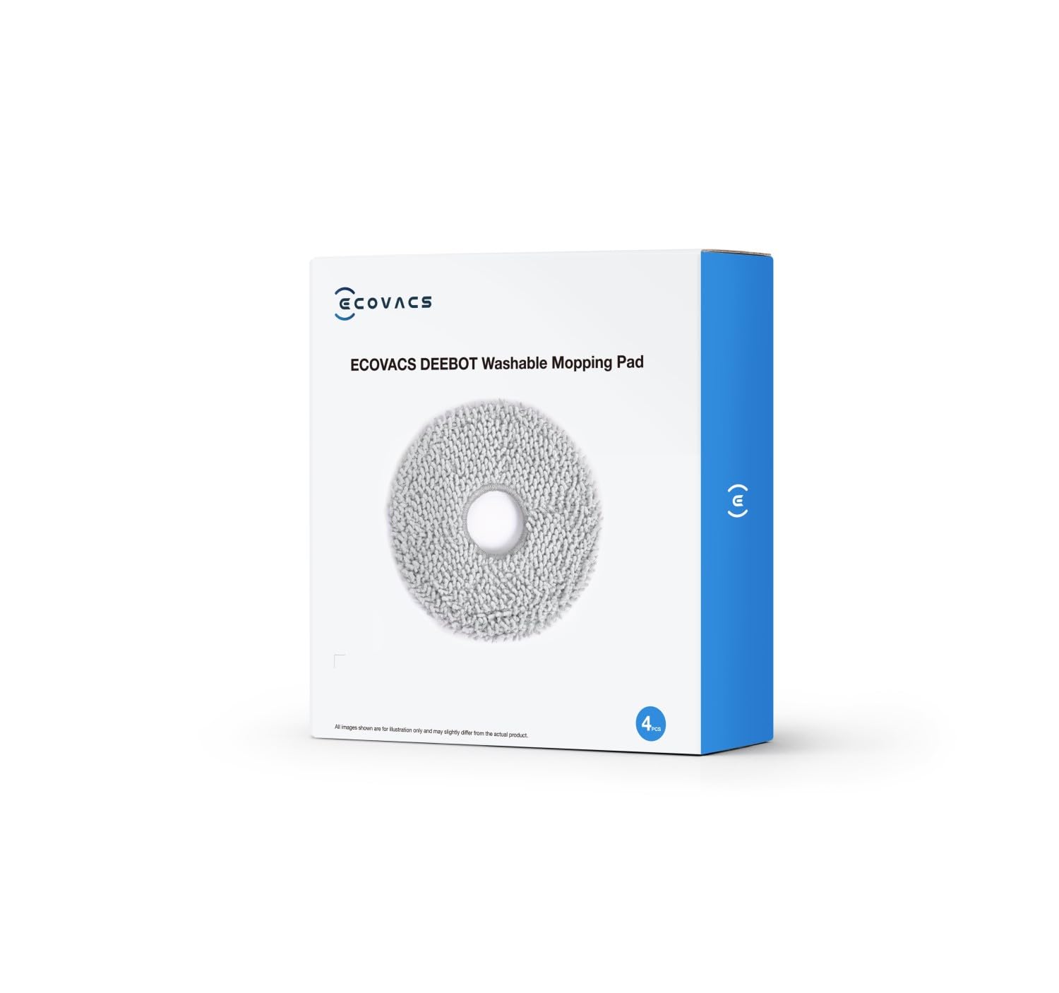 ECOVACS Washable Mopping Pads 4 PCS Per Pack for DEEBOT X2 Omni/ T20 Omni/ T10 Omni/ X1 Omni/ X1 Turbo Series Robot Vacuum and Mop Cleaner, Gray