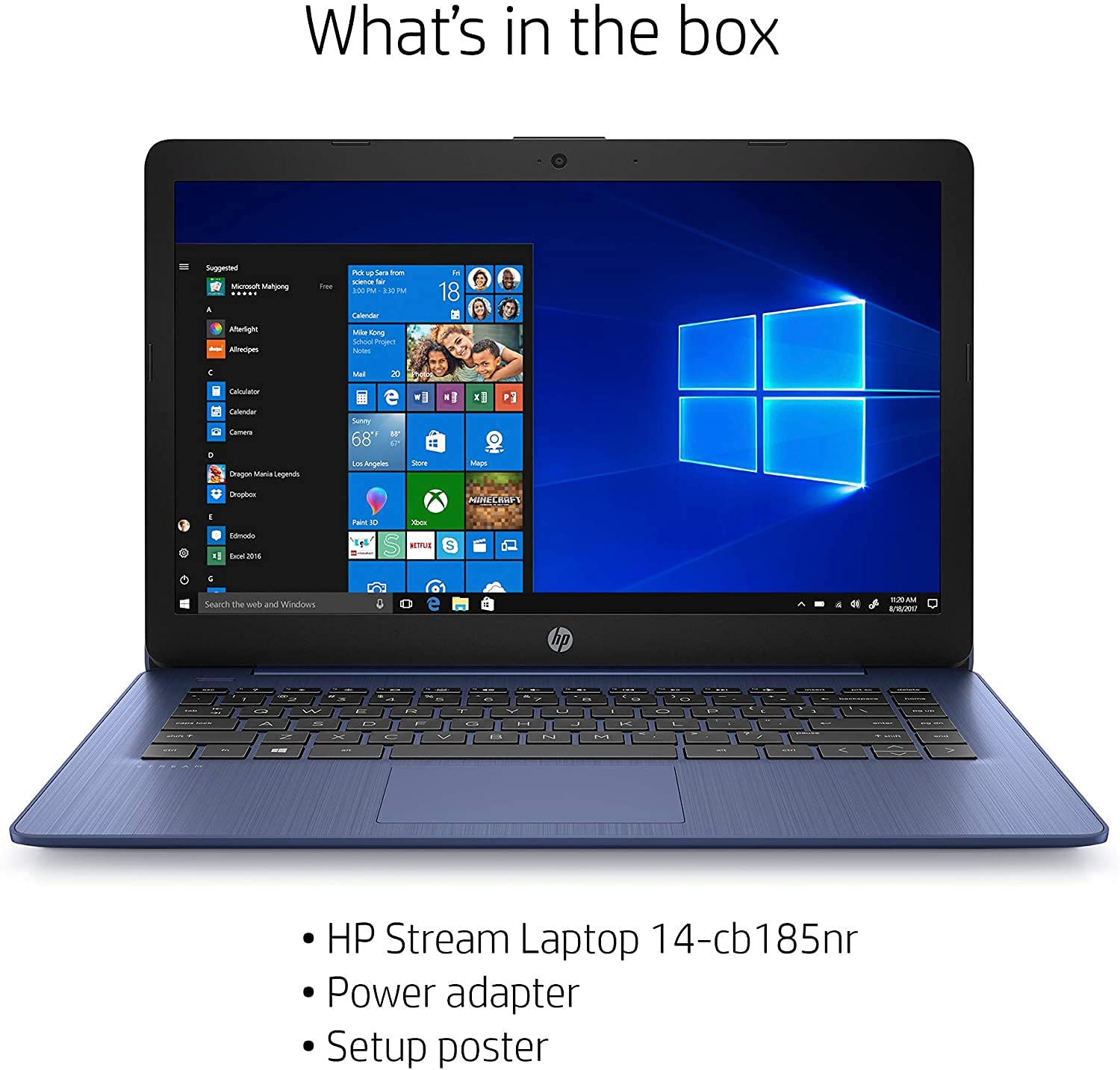 HP 14.0" HD IPS Laptop, Intel Celeron N4020, 4GB RAM, 64GB eMMC Storage, Intel UHD Graphics 600, Wi-Fi 5, Bluetooth 5, Windows 11, Bundle with JAWFOAL