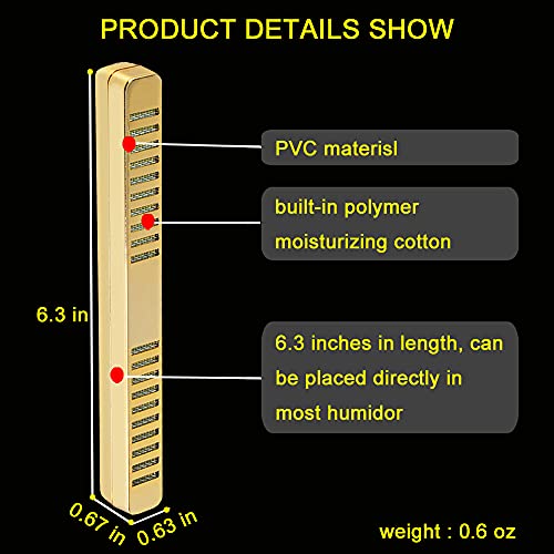 REMIGHTELY BRIGHT Cigar Humidifier - for Tobacco Moisturizing and Increased Humidity, Rectangle and PVA Material, Gold