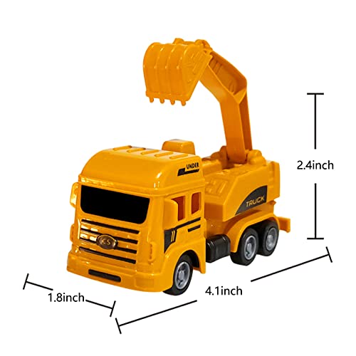 Kids Construction Vehicles Playset, Cr-ane, Excavator, Dump Truck, Cement, Educational Engineering Toy Set Birthday Gift for 3+ Year Old Boy