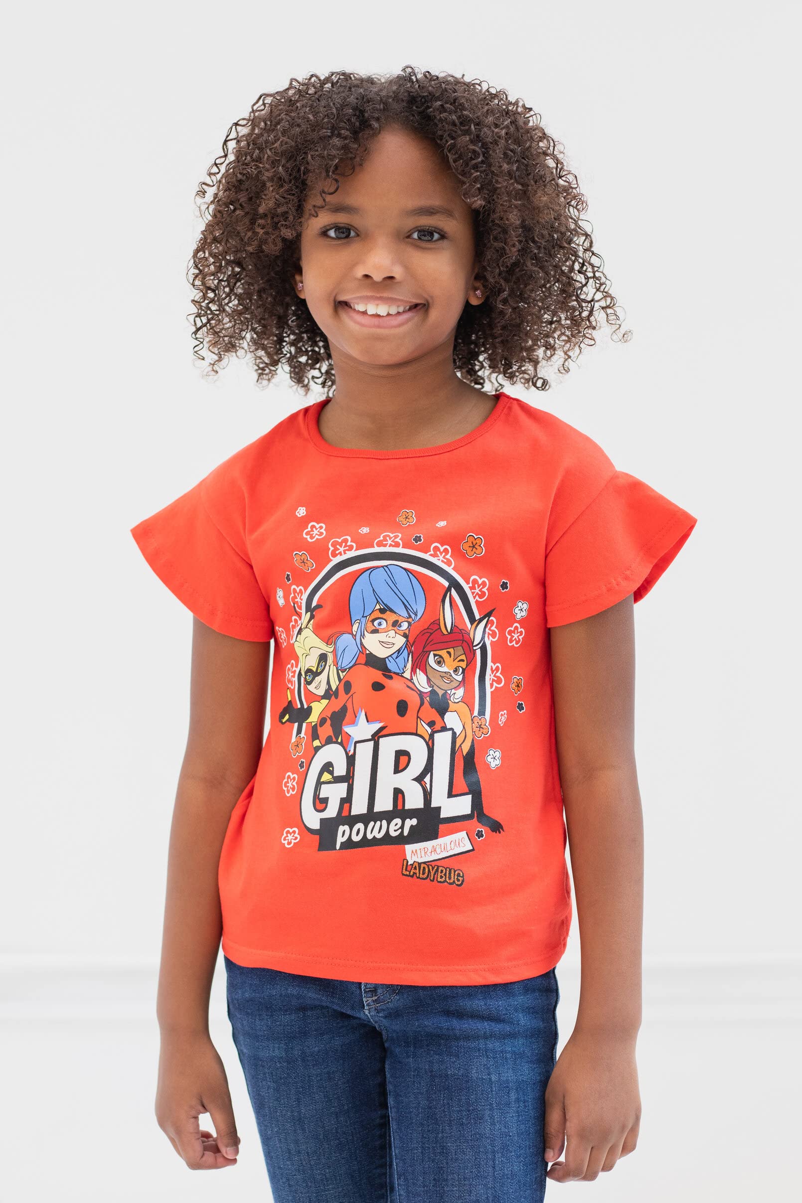 Miraculous Ladybug Cat Noir Rena Rouge Big Girls 3 Pack Graphic T-Shirts Black/Pink/Red 10-12