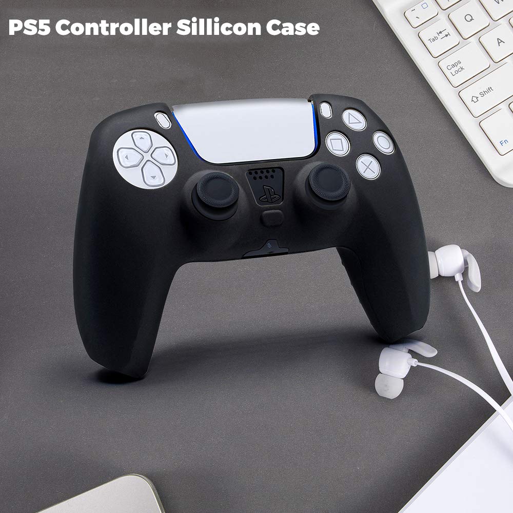 Hacker's Compatible with PS5 Controller Grip Cover Playstation 5 DualSense Case with Thumb Grip Caps (Controller Skin x 2 + Thumb Grips x 8