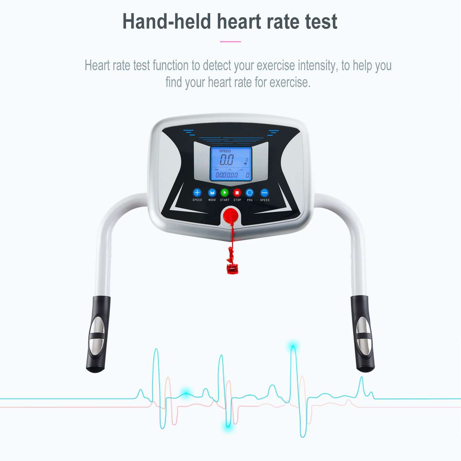 Flyerstoy Folding Electric Treadmill Exercise Equipment Walking Running Machine with 'Pacer Control' & Heart Rate System (1.5HP-White)