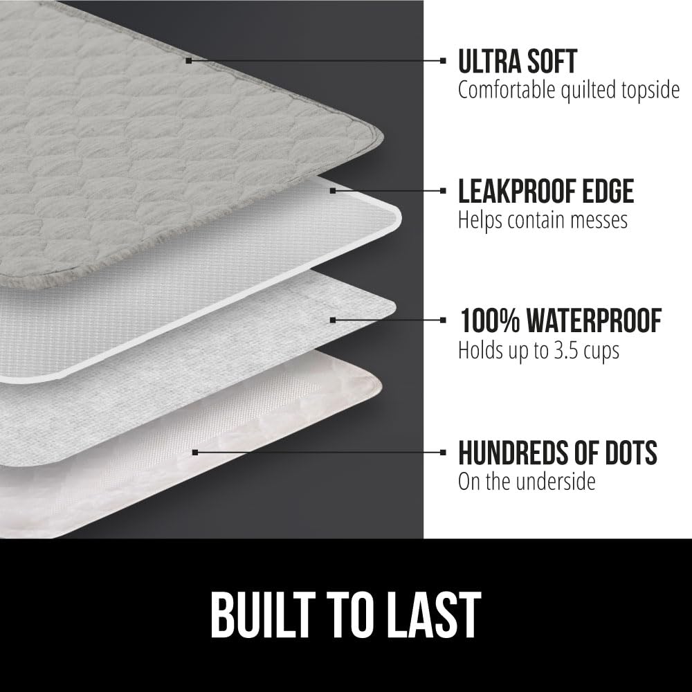 Gorilla Grip 3 Pack Soft 100% Waterproof Hypoallergenic Absorbent Baby Changing Liners, Stay in Place Pad, Slip Resistant, Quilted Machine Washable Reusable Liner Pads, Diaper Table Mat Cover, Gray
