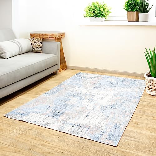 Super Area Rugs Modern Blue/Gray Machine Washable Rug - Crafted in USA - 8' X 10' Rectangle Pet/Kids Friendly Rug